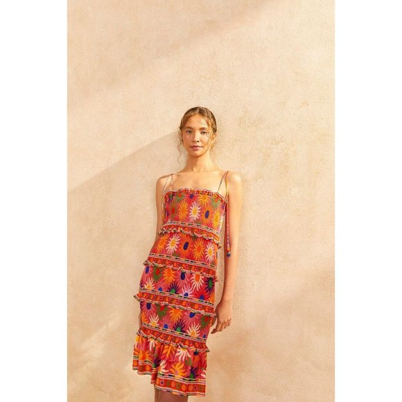 FARM Rio | Dresses | Farm Rio Anthropologie Coral Summer Sun Mini Dress ...